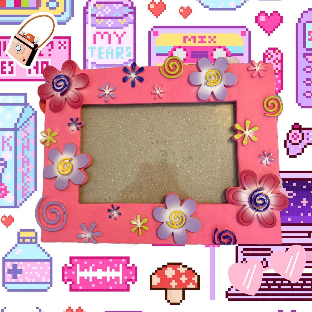 Pink floral Y2K photo frame. Adorable home... - Depop