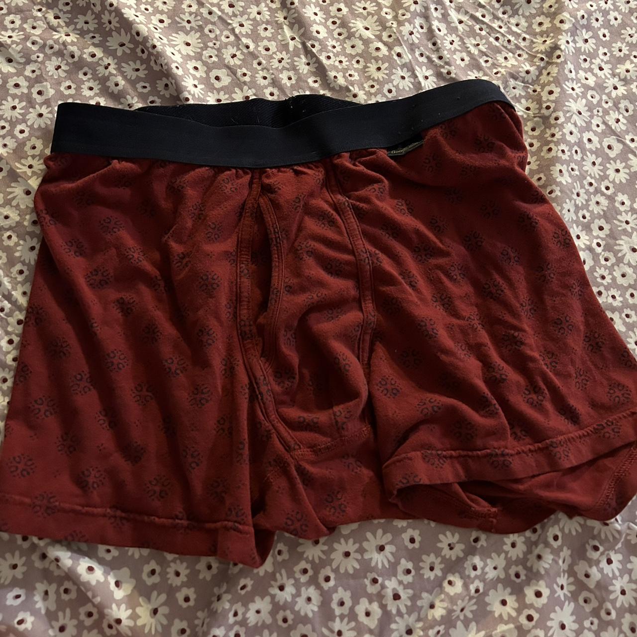 red and blue boxers with a floral pattern! size:... - Depop