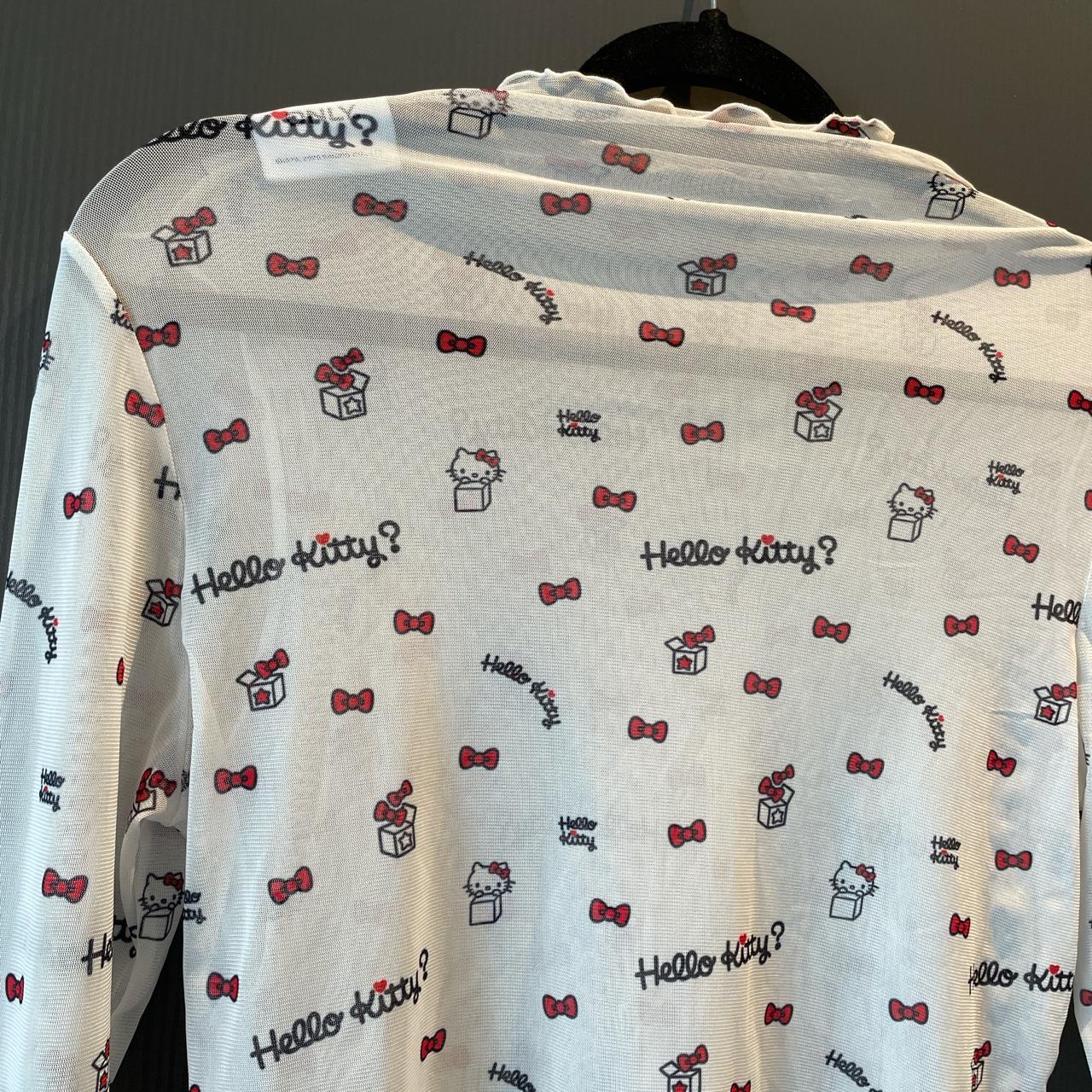 CUTE HELLO KITTY MESH LONG SLEEVE SIZE 10 Only... - Depop