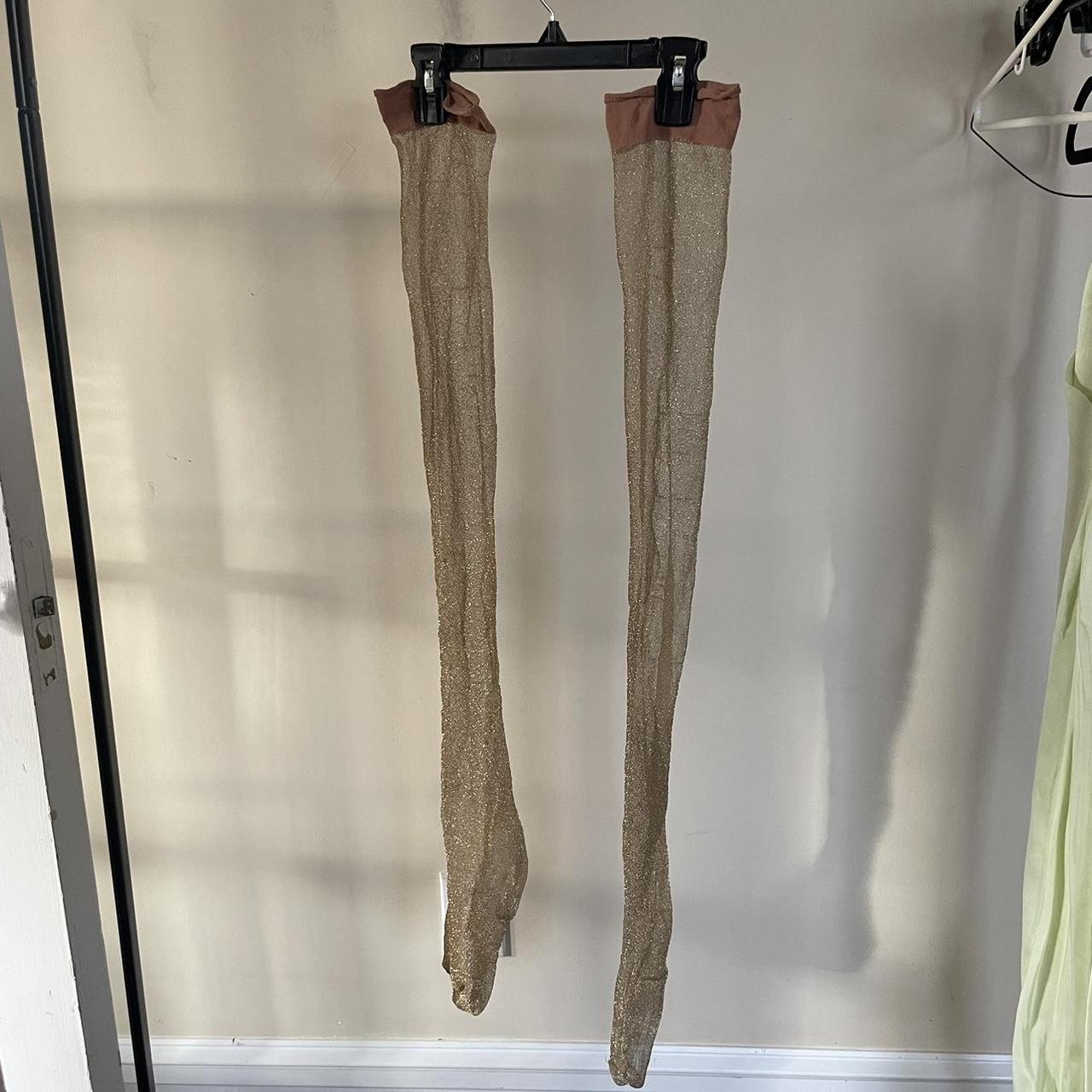 Vintage sparkly gold stockings - Depop