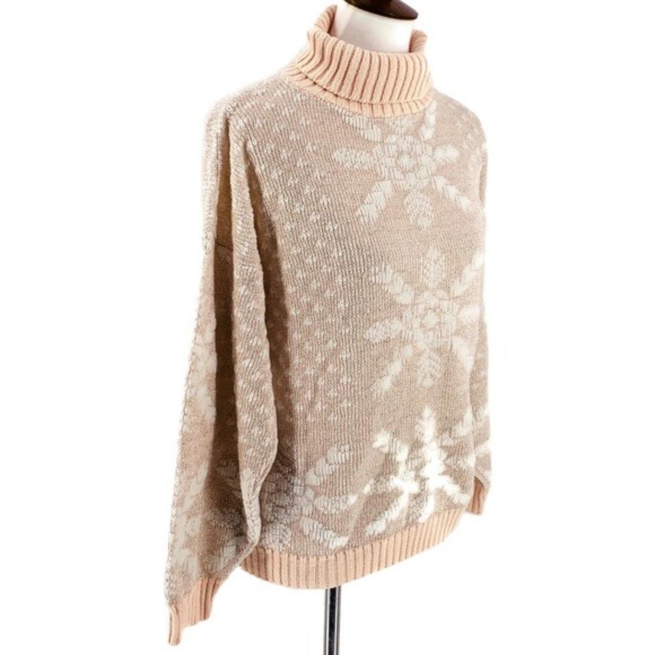 Vtg ARIELLE Pink Sparkle Snowflake Sweater Size... - Depop