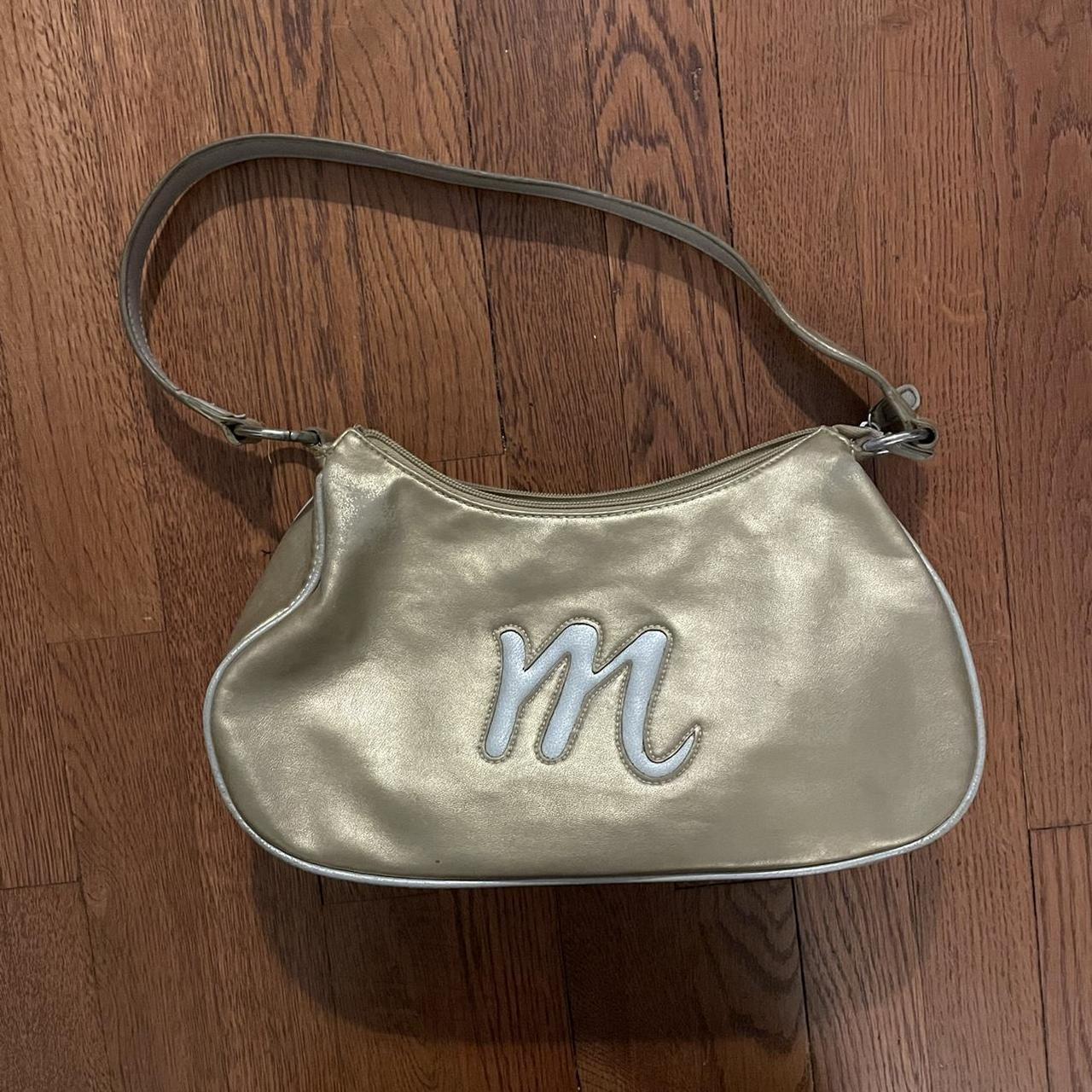 Y2k Metallic Monogram Initial Shoulder Bag M vinyl... - Depop