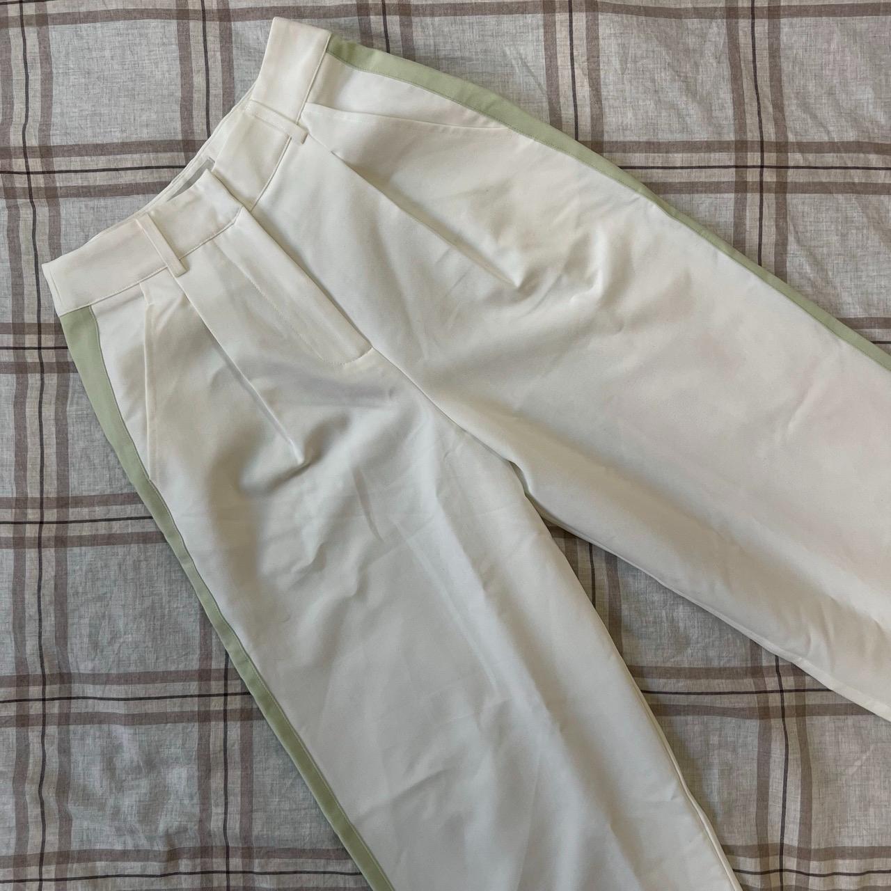 🍃 OWWY – KIRBY TAILORED PANTS IN WHITE/SPEARMINT... - Depop