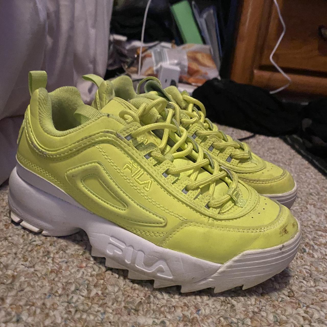Neon Yellow Fila Platform Shoes Little dirty, just... - Depop