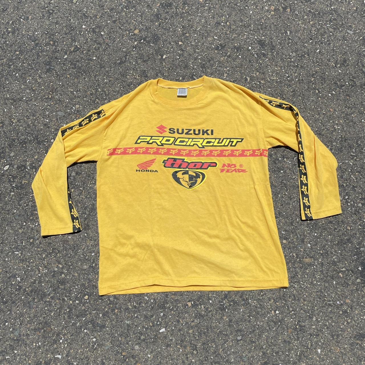 Vintage Y2K Suzuki motorcycle long sleeve shirt... - Depop