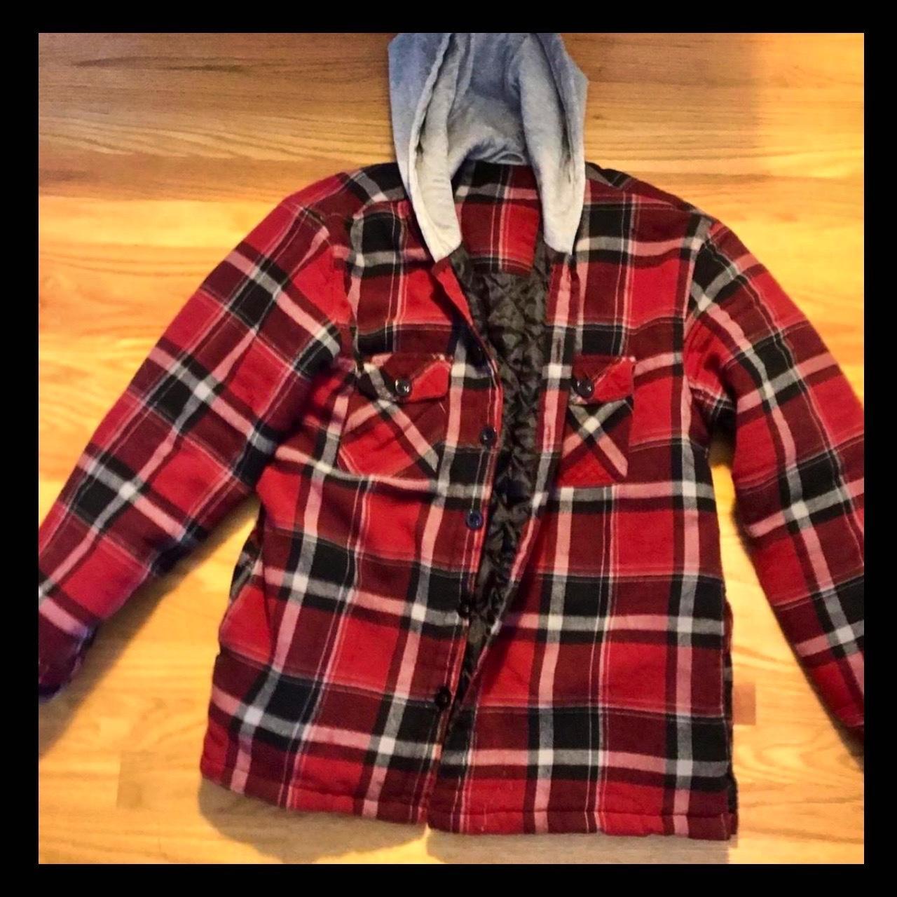 Perfect work wear utility jacket with hood. Red and... - Depop