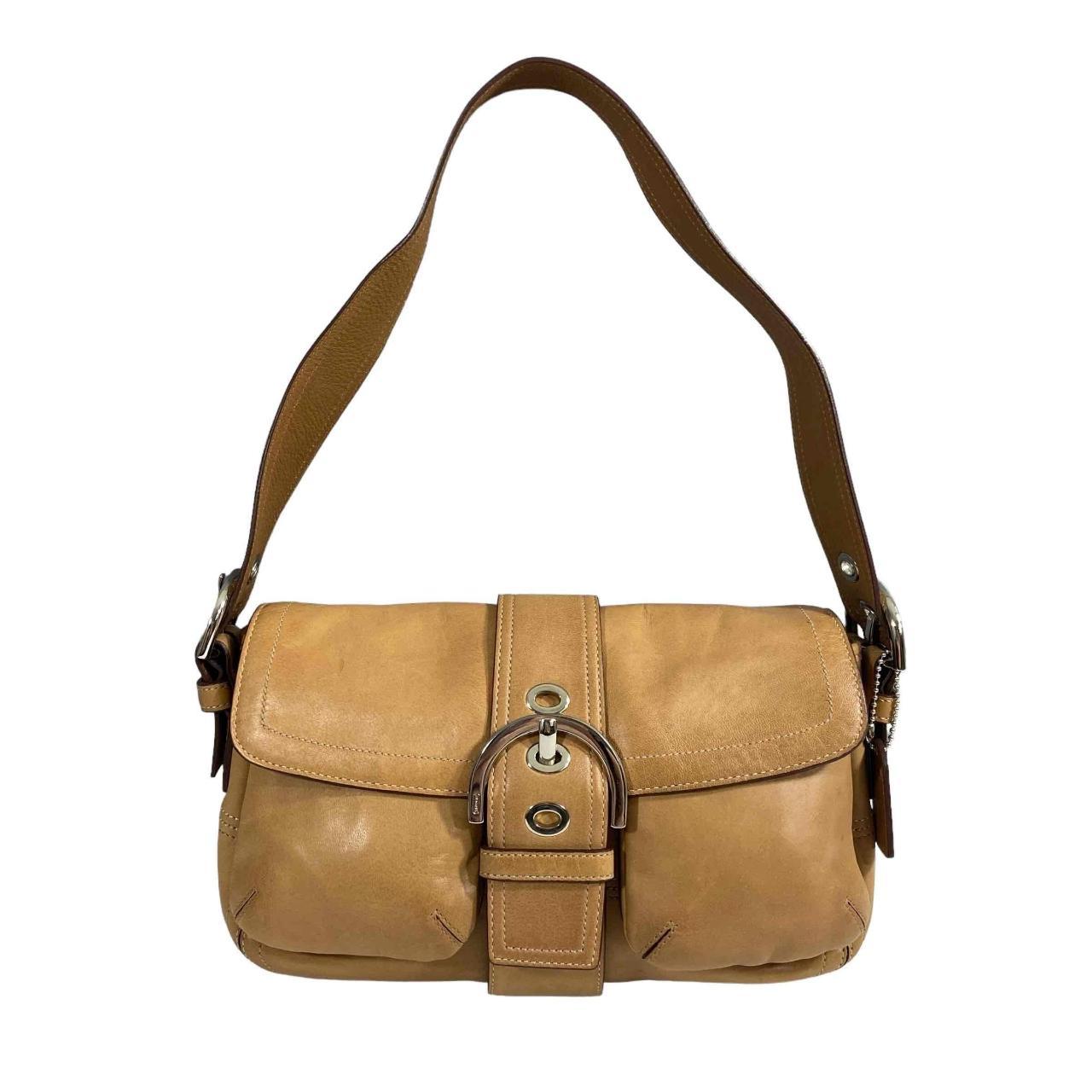 Coach Tan Leather Flap Closure External Pocket... - Depop