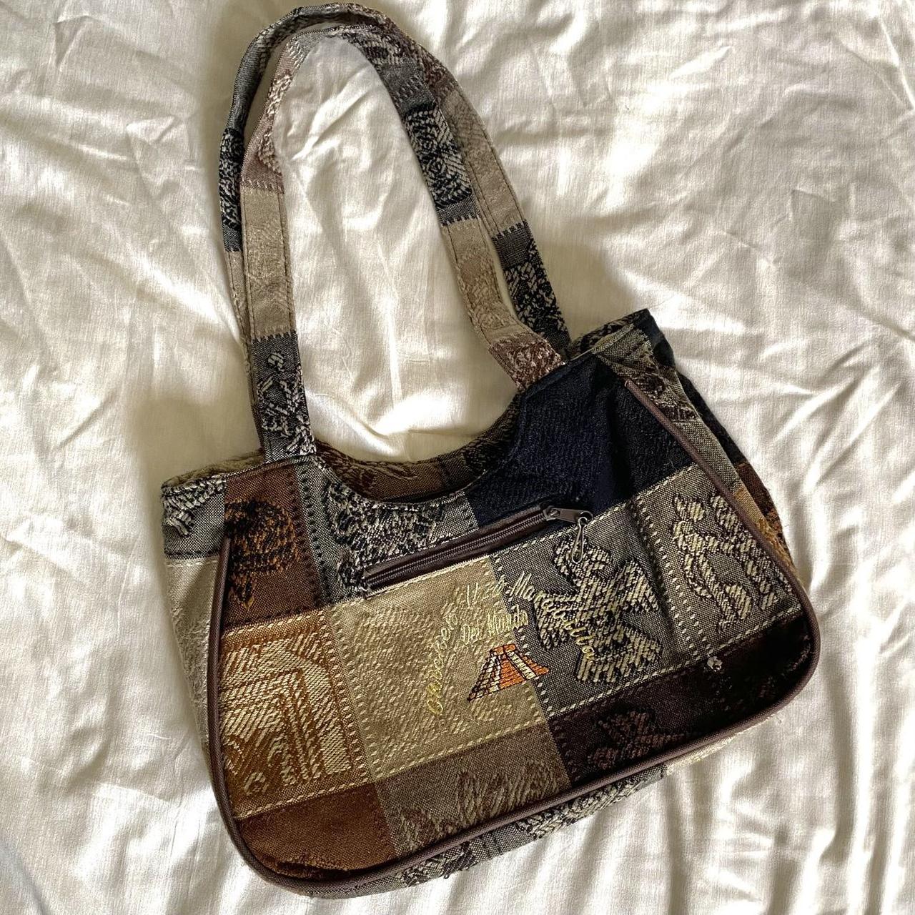 tri colored shoulder bag 💼 - cotton material but... - Depop