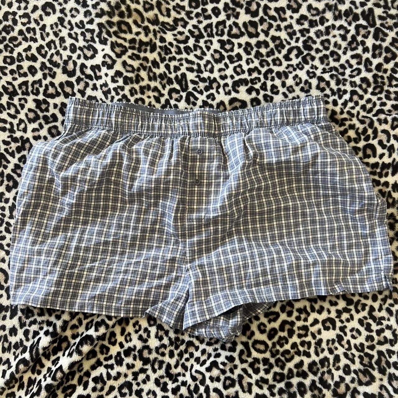 Grey and white plaid boxer shorts NWT #plaid... | Depop