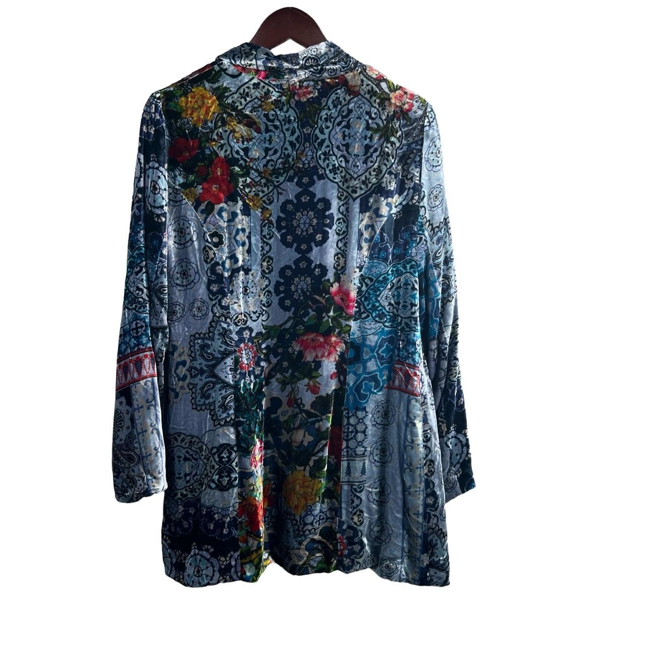 Johnny Was Jacket Velvet Burnout Floral Patchwork... | Depop