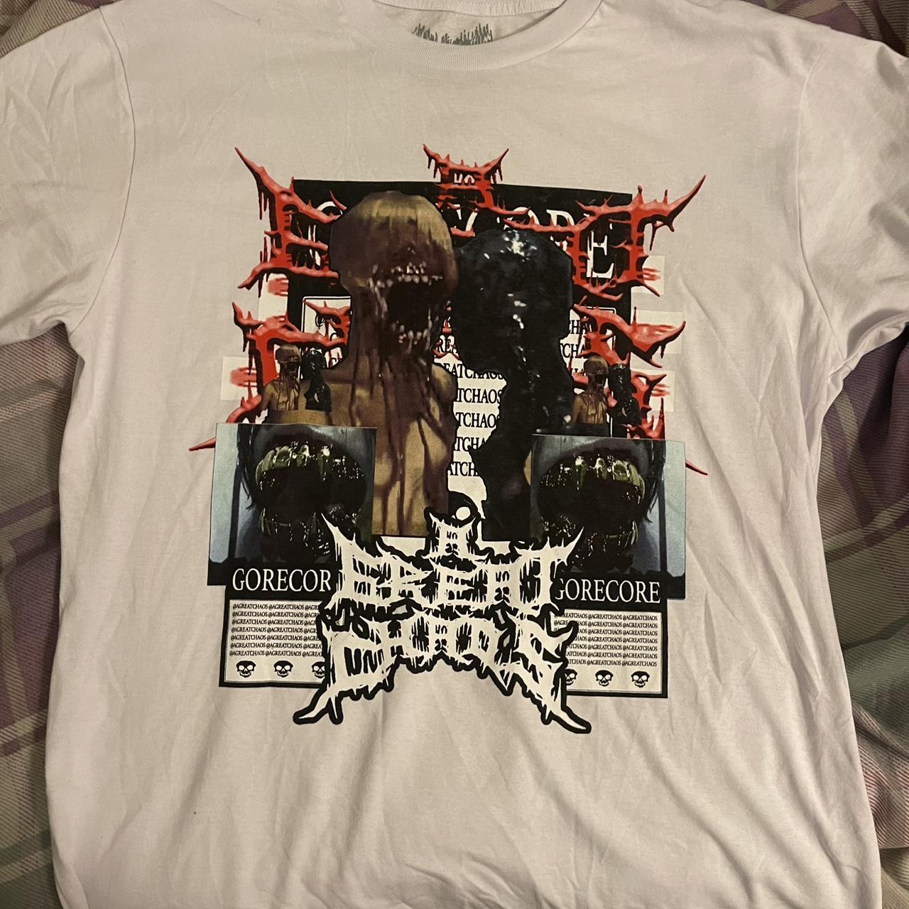 KEN CARSON UK EXCLUSIVE Gorecore white and red shirt... - Depop