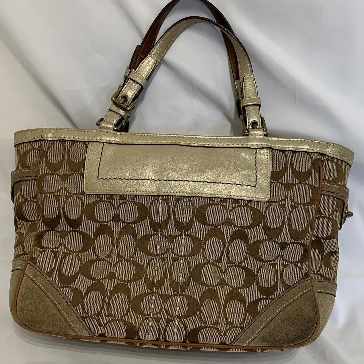 Coach signature hand and tote bag Metallic leather... | Depop