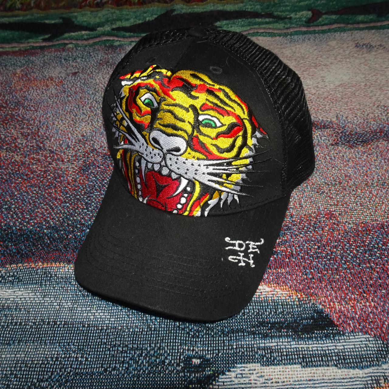 Ed Hardy Men's Black and Orange Hat | Depop