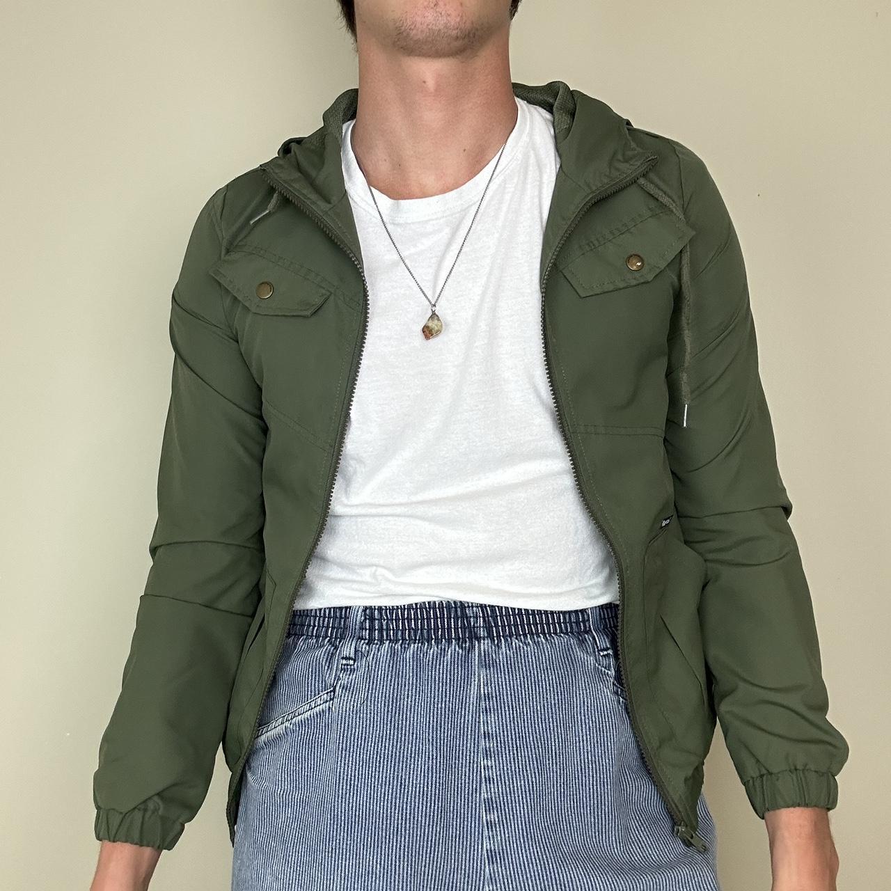 Volcom army green lightweight shell jacket size xs... - Depop