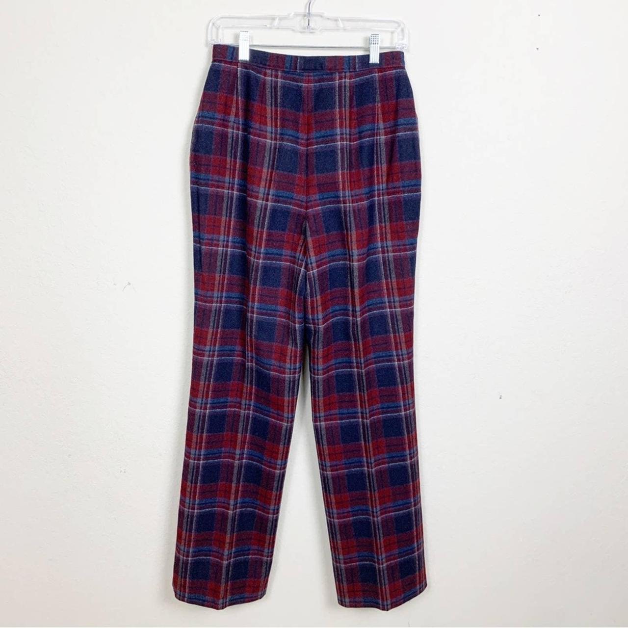 Vintage Pendleton 100% Wool Plaid Pants Trousers... - Depop