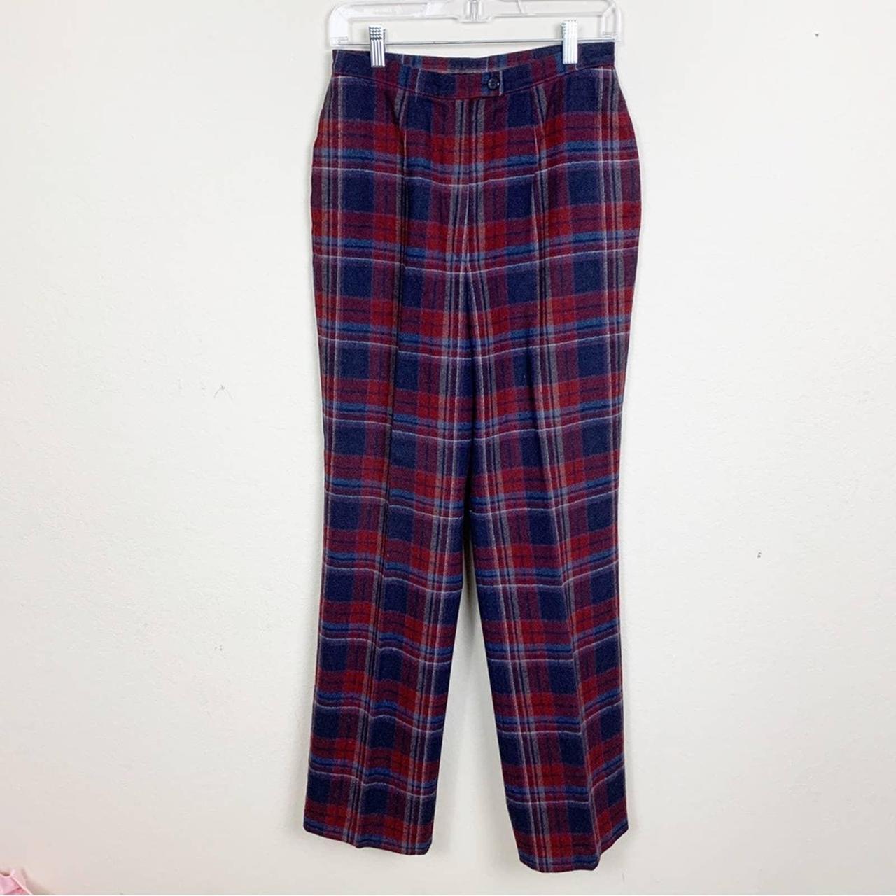 Vintage Pendleton 100% Wool Plaid Pants Trousers... - Depop