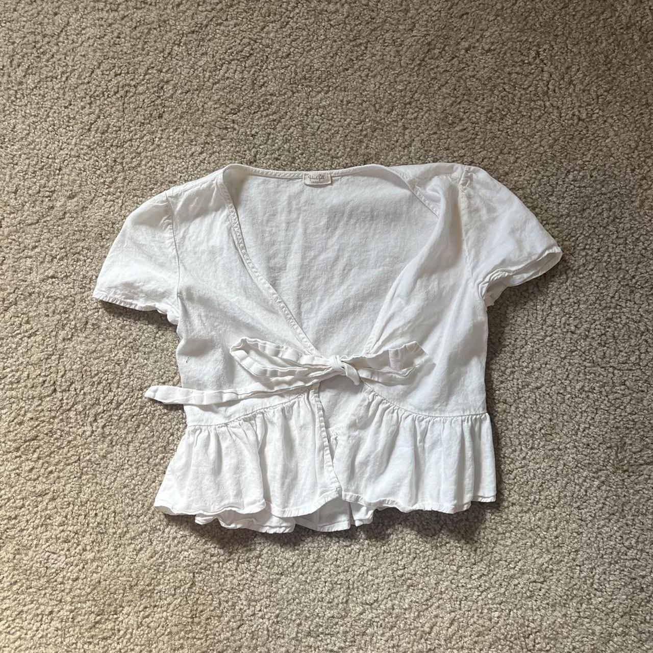 brandy melville tie top - front tie top #johngalt... - Depop