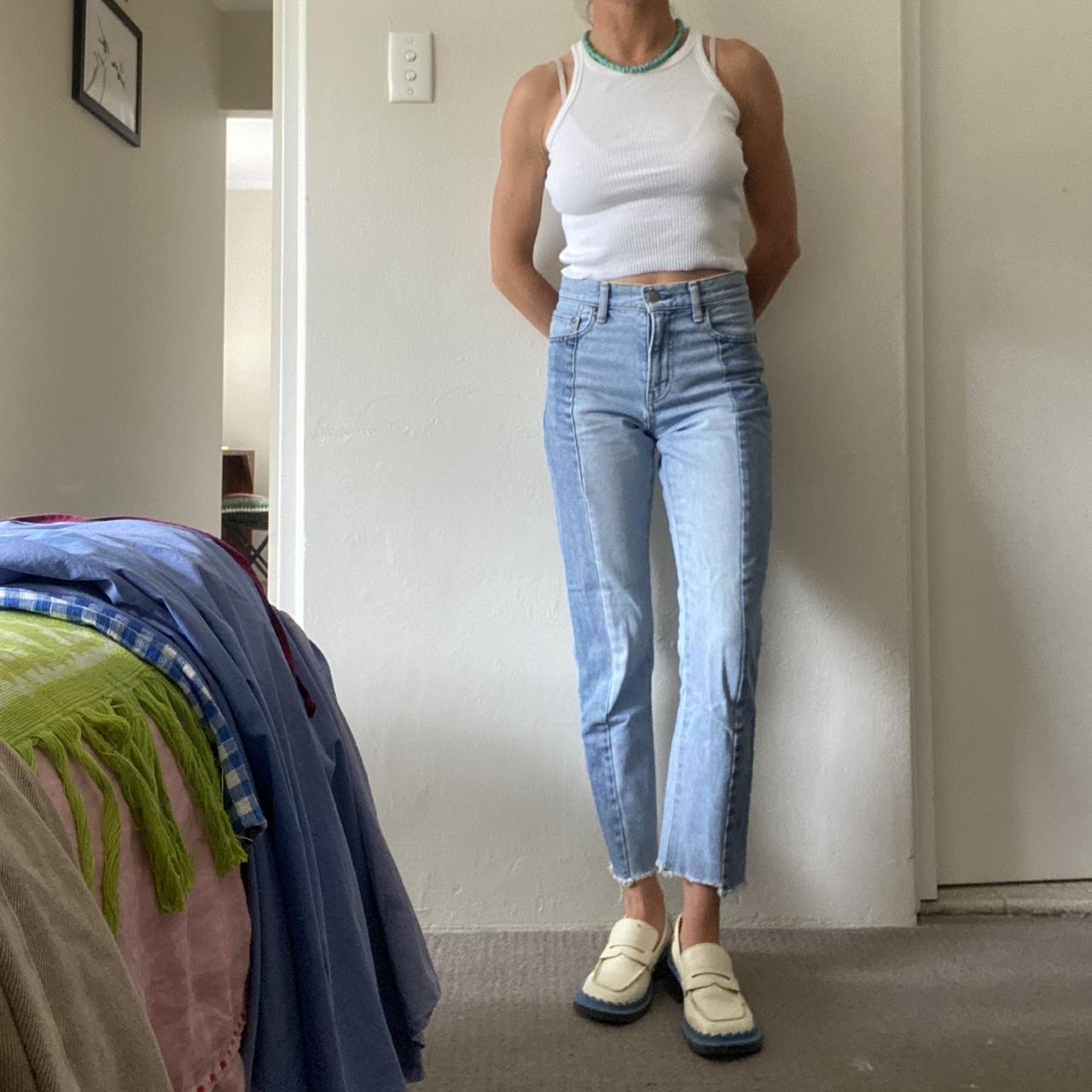 Second hand jeans 2 tone denim Random copy brand... | Depop