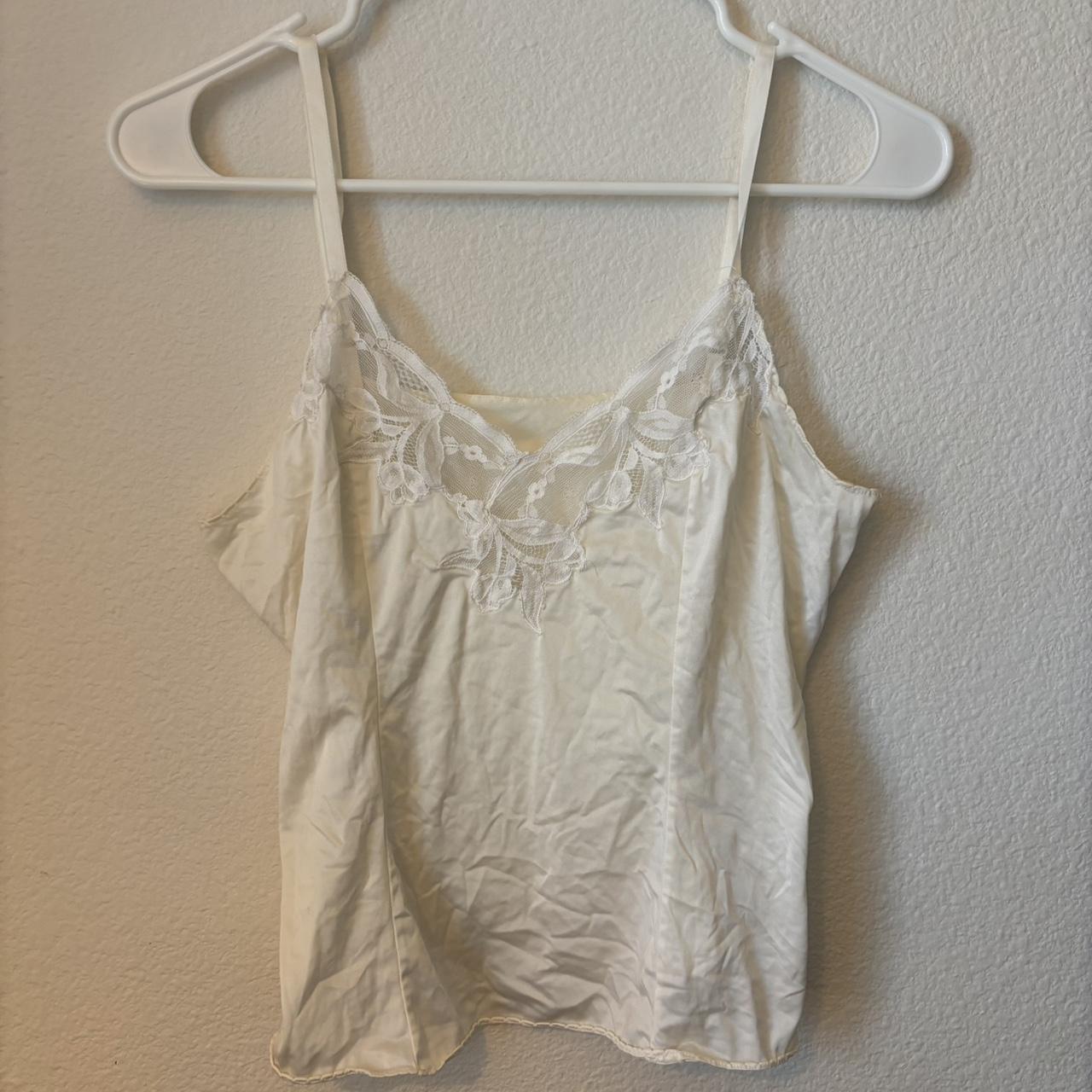 White lace cami top with floral details #cottagecore | Depop