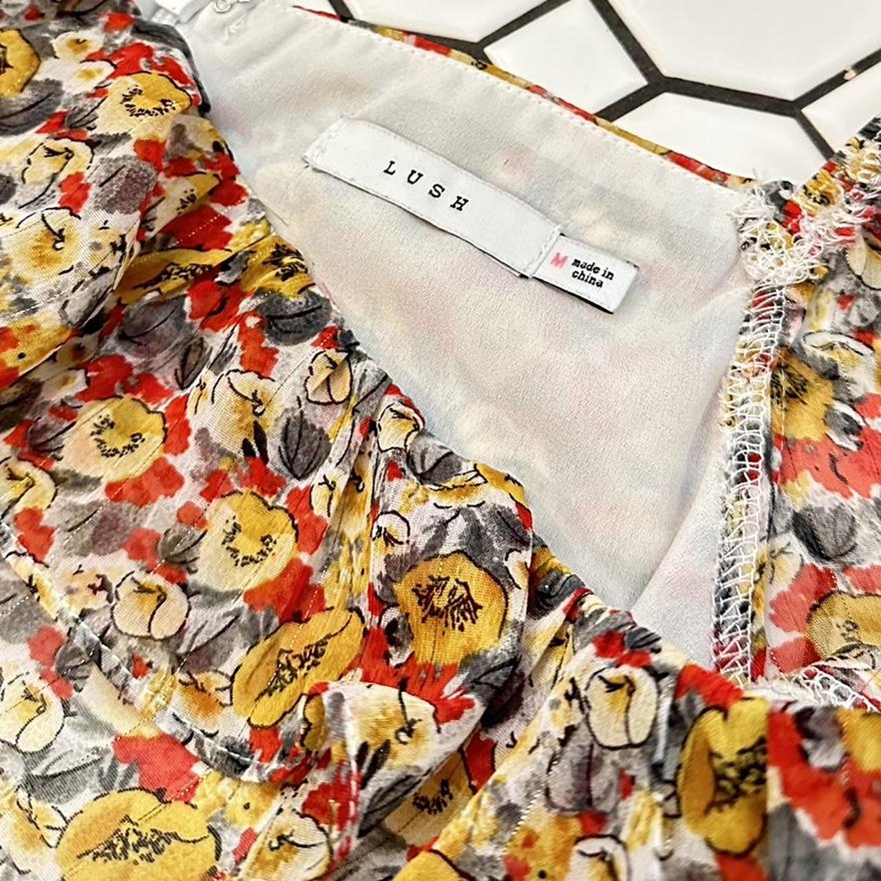 lush floral midi dress 🧡 size M, gorgeous vintage... - Depop