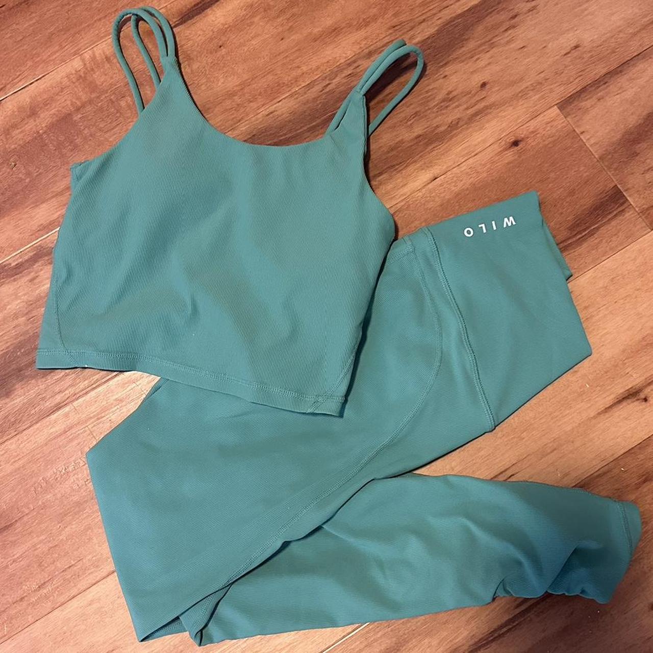 Wilo by Anthropologie emerald green workout set... - Depop
