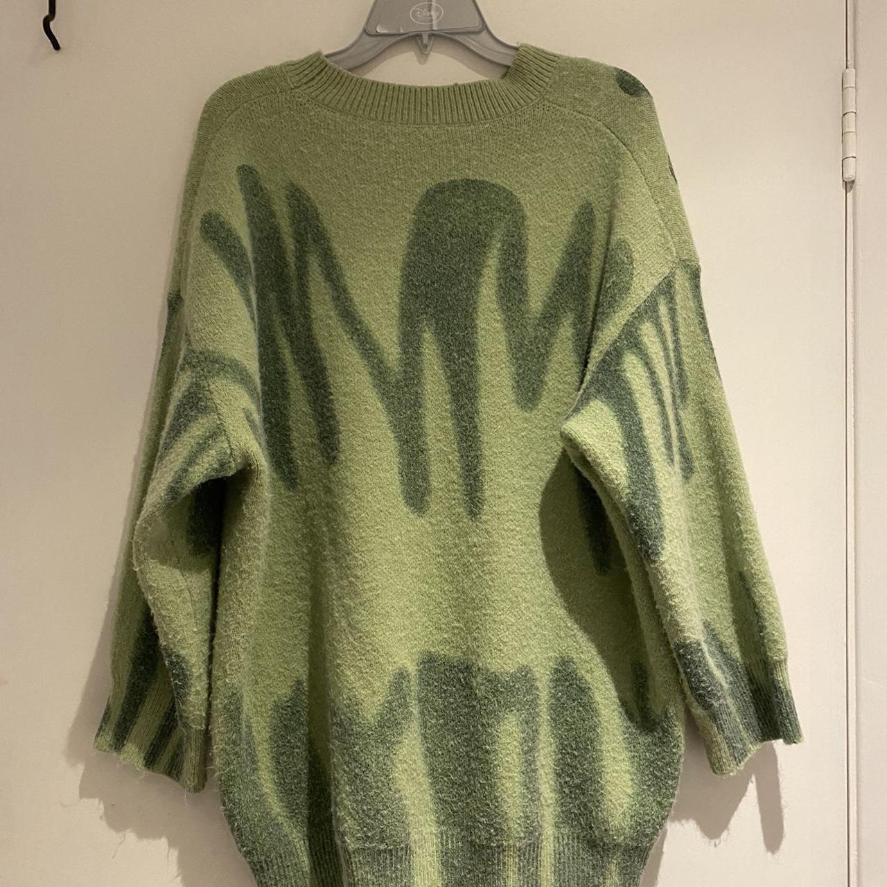Green stripy jumper- small stain as seen in third... - Depop