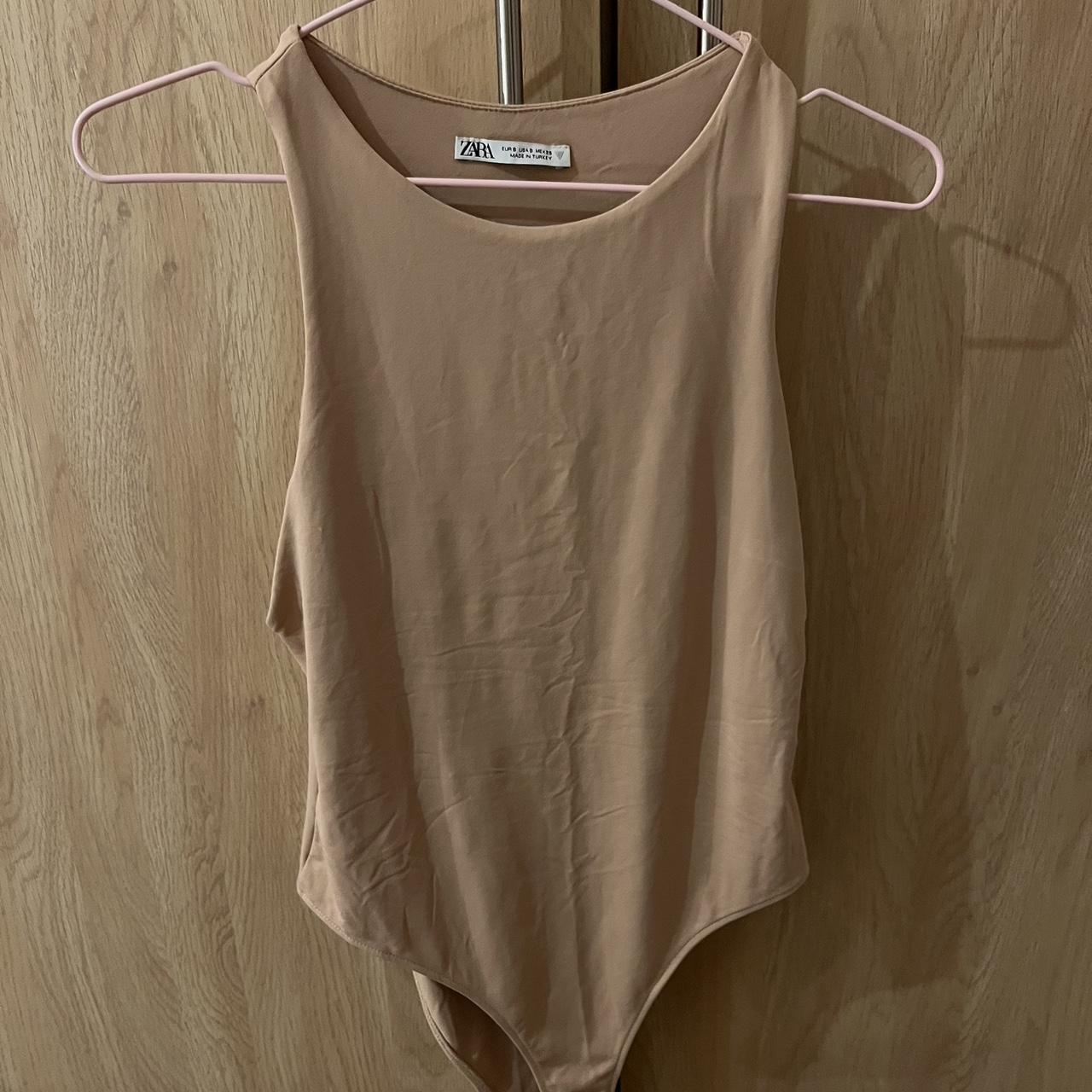 Zara tan bodysuit In great condition, bought second... - Depop