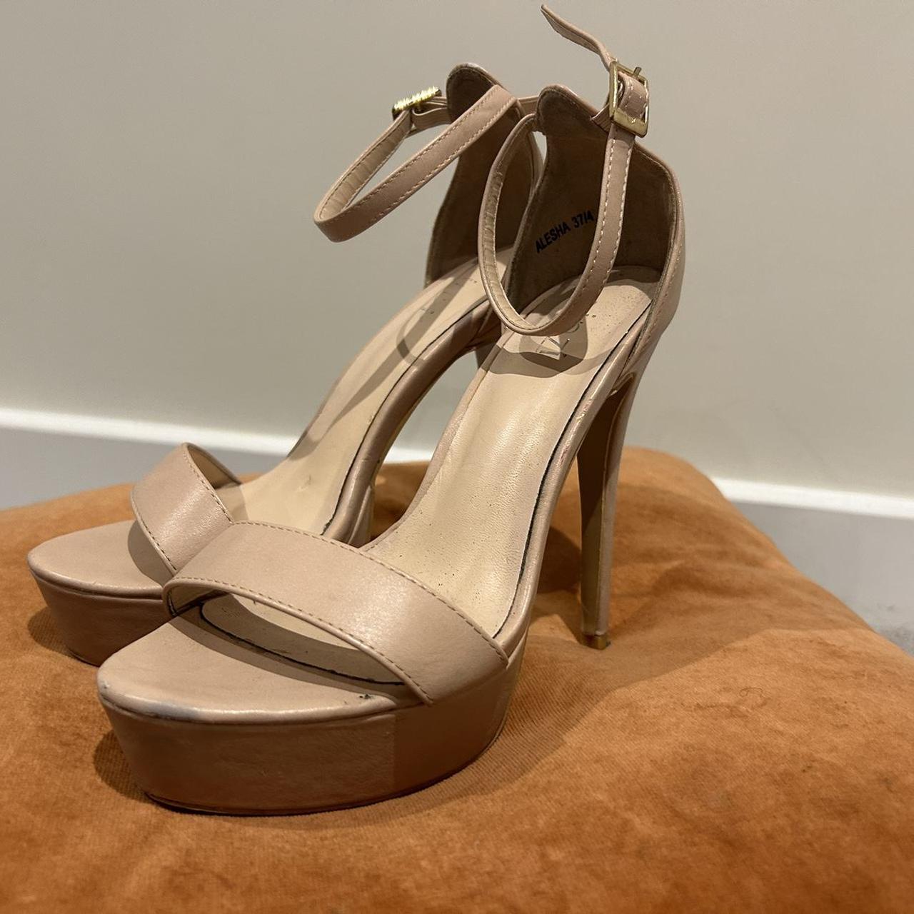 Nude platform sandal heels - great condition, few... - Depop