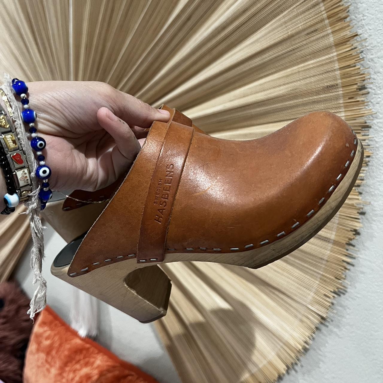 Swedish hasbeens clogs Natural leather look size 38... - Depop