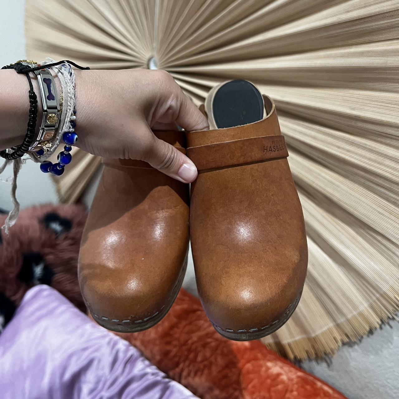 Swedish hasbeens clogs Natural leather look size 38... - Depop