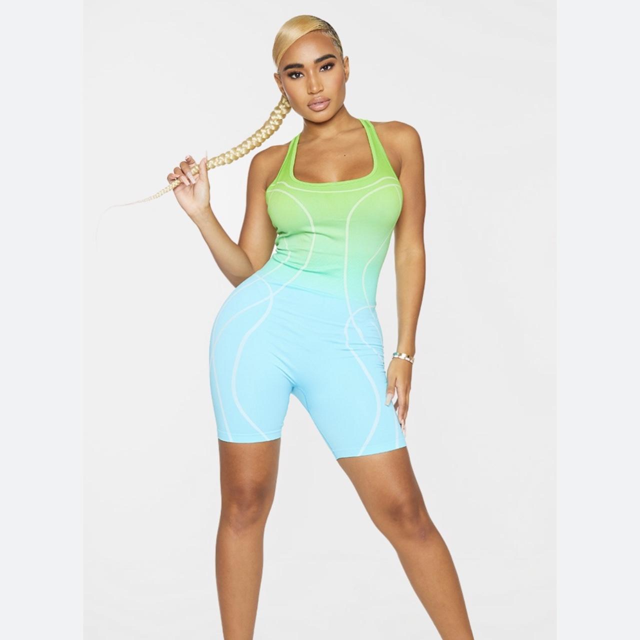 plt blue ombré unitard worn once only pic i have... - Depop