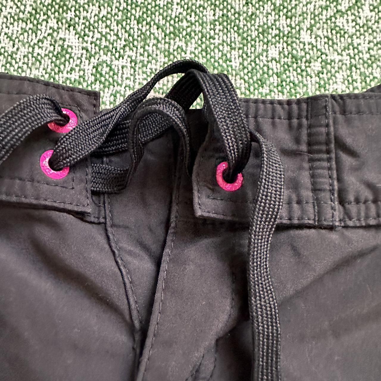 Y2K Fox Racing swim shorts black and pink color tie... - Depop