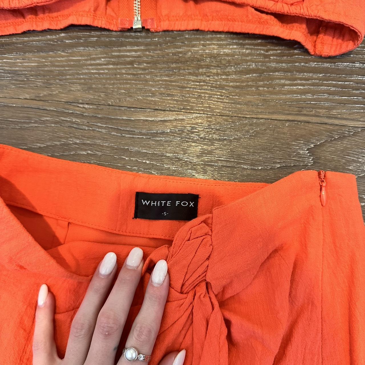 super cute white fox bright orange summer set! size... - Depop