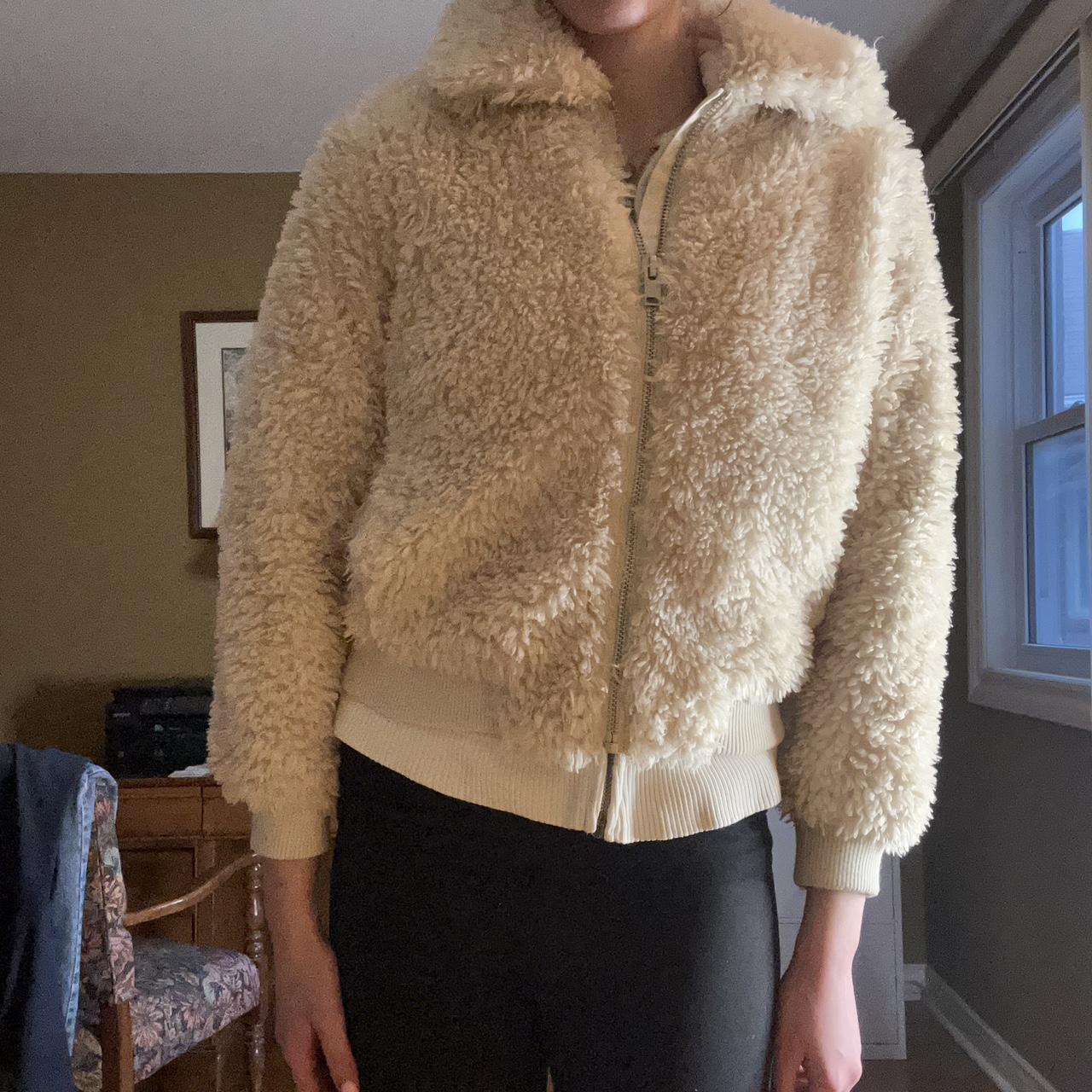 H&M cream teddy jacket. Size small fits xs-s. ... - Depop