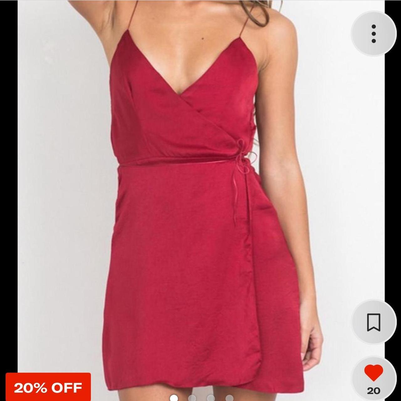 Size 6 satin red mini wrap dress from showpo, would... - Depop