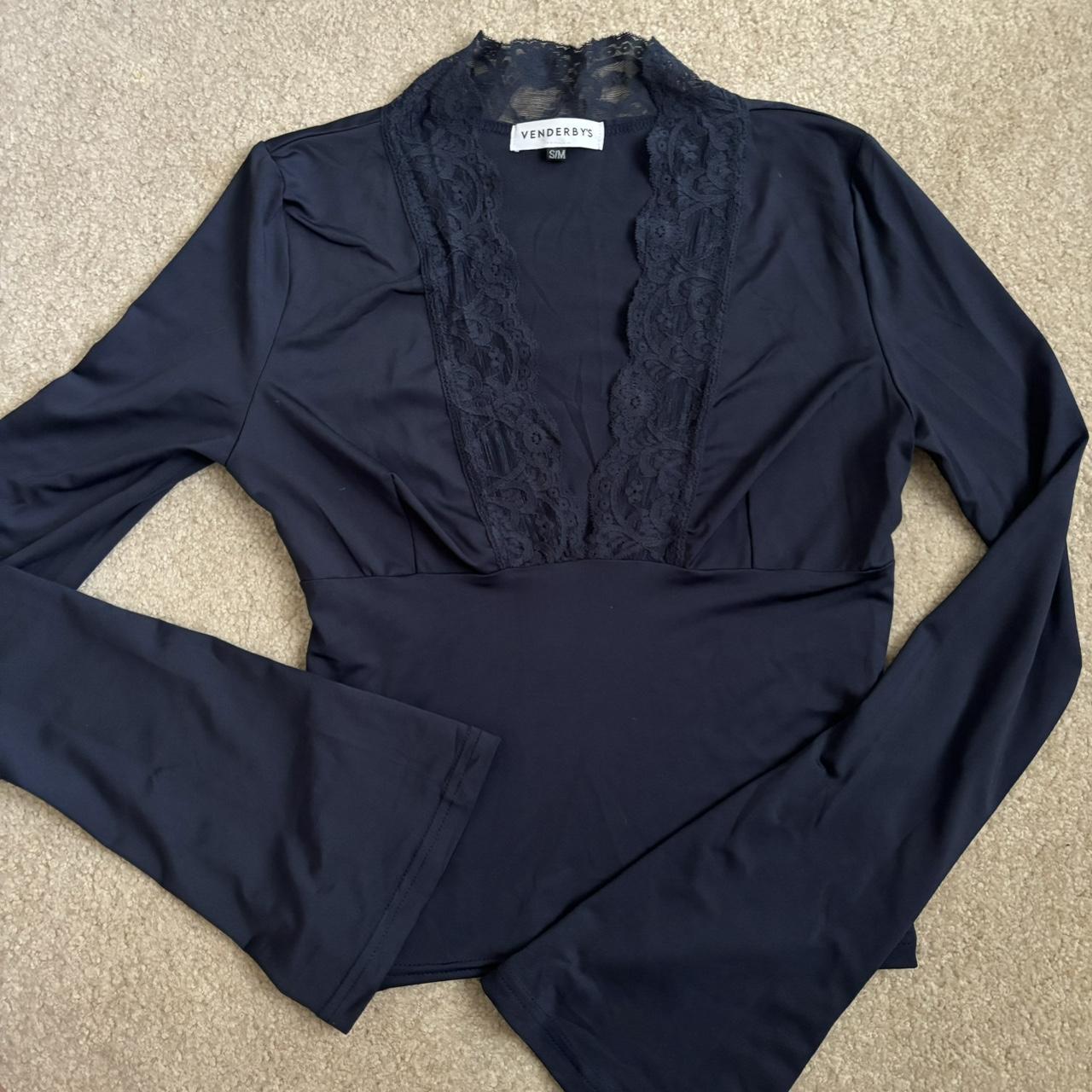 Venderbys navy lace flared long sleeve soooo hot... - Depop