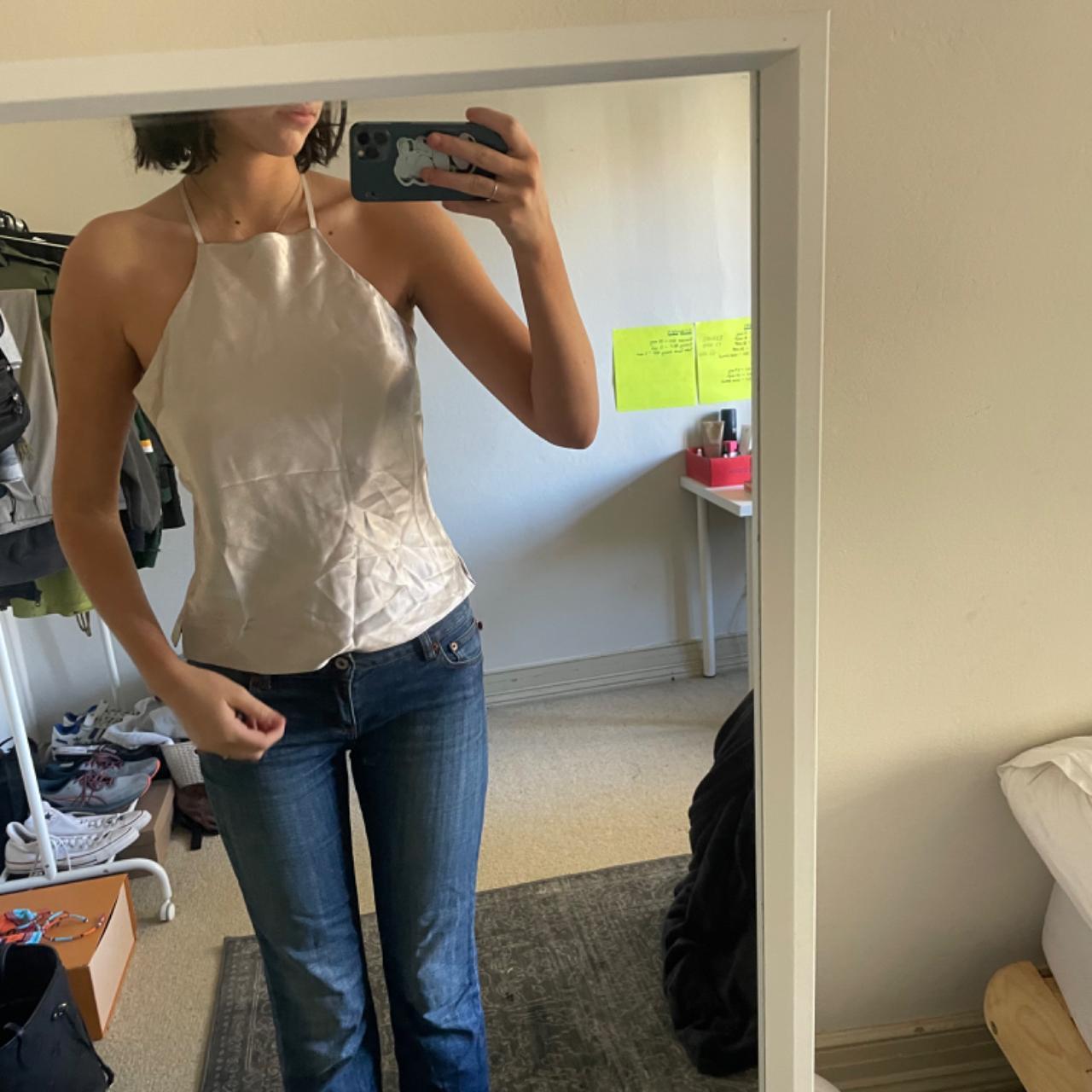 Calvin klein silk racerback cami tank top... - Depop