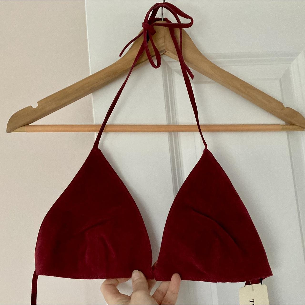 Forever 21 Leather bralet Burgundy Size... - Depop