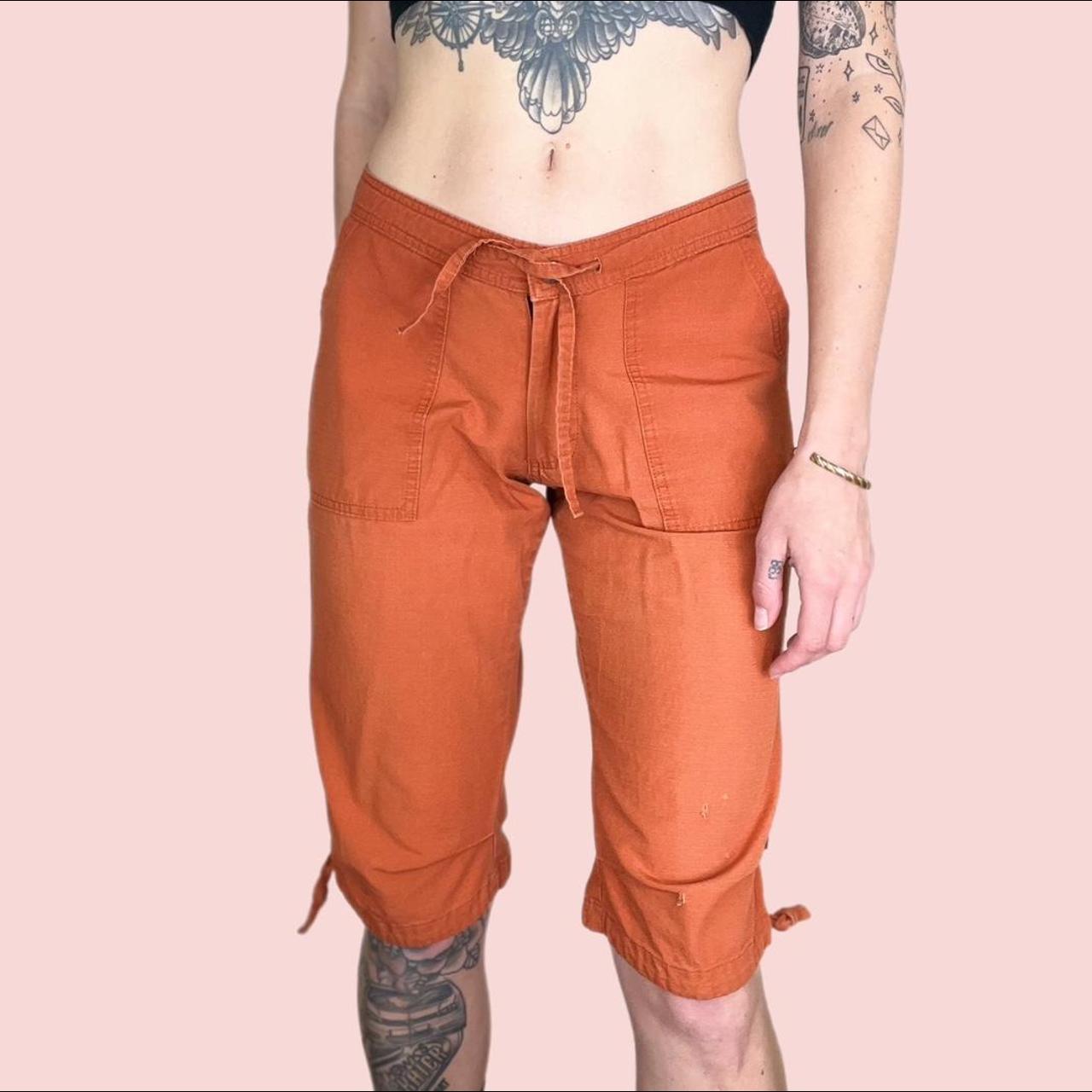 vintage burnt orange mid-rise cargo capris/shorts 🧡... - Depop
