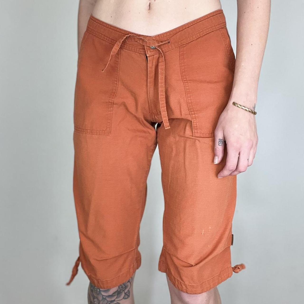 vintage burnt orange mid-rise cargo capris/shorts 🧡... - Depop