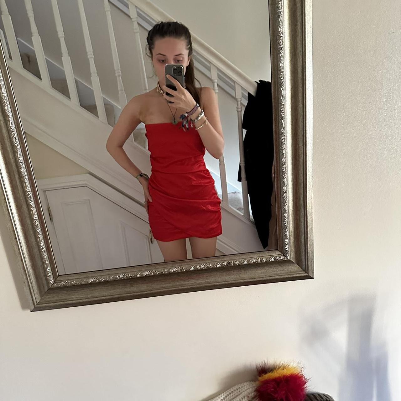 Stunning red Zara dress, perfect for a special... - Depop