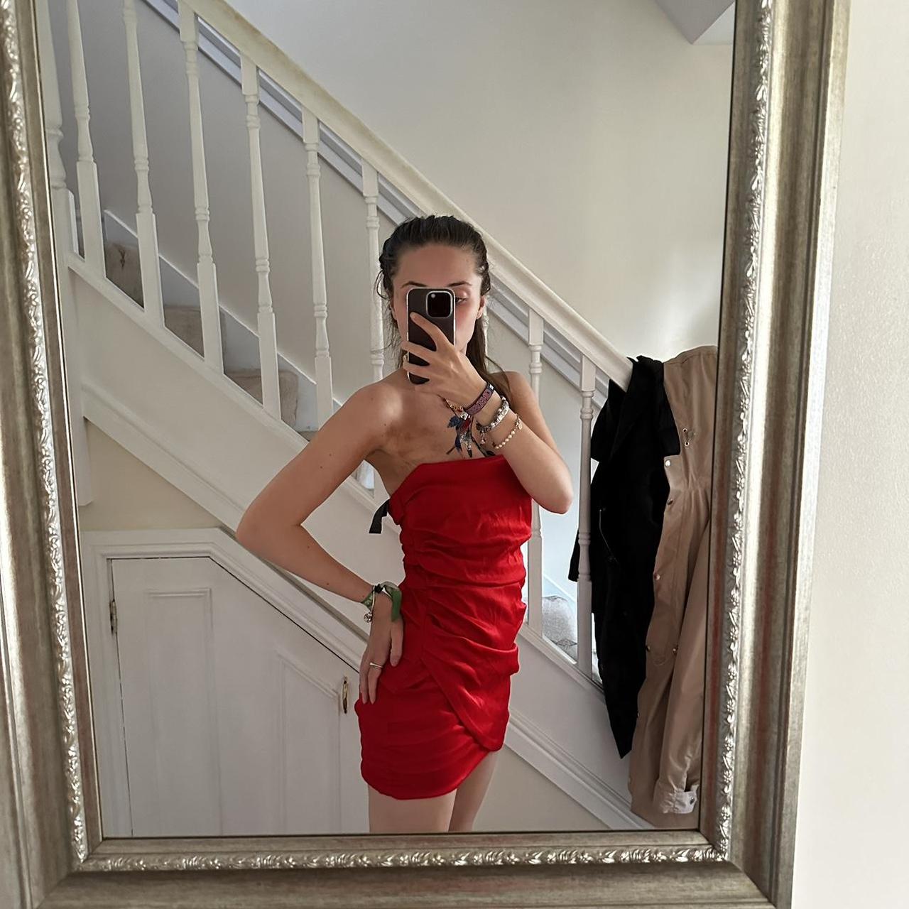 Stunning red Zara dress, perfect for a special... - Depop