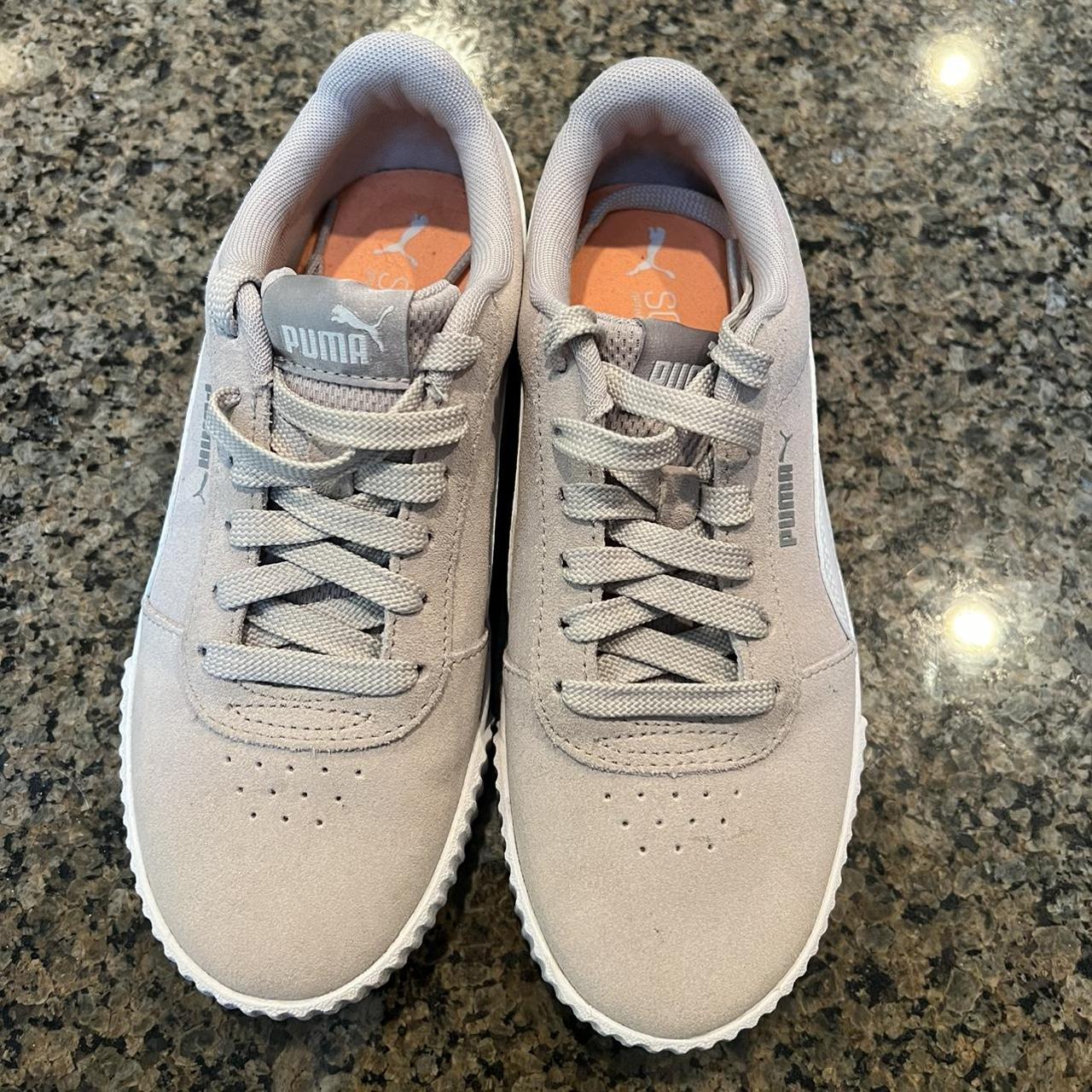 PLATFORM GREY SUADE PUMA SIZE 6.5 WOMENS barely... - Depop