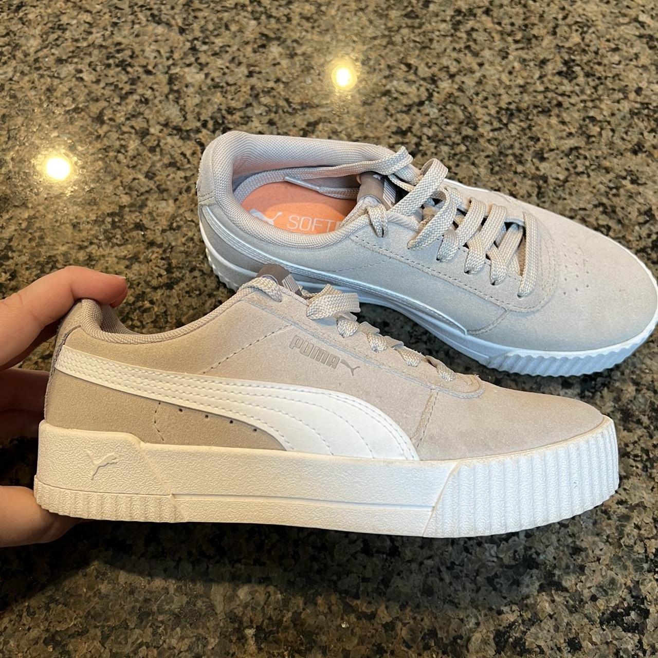 PLATFORM GREY SUADE PUMA SIZE 6.5 WOMENS barely... - Depop