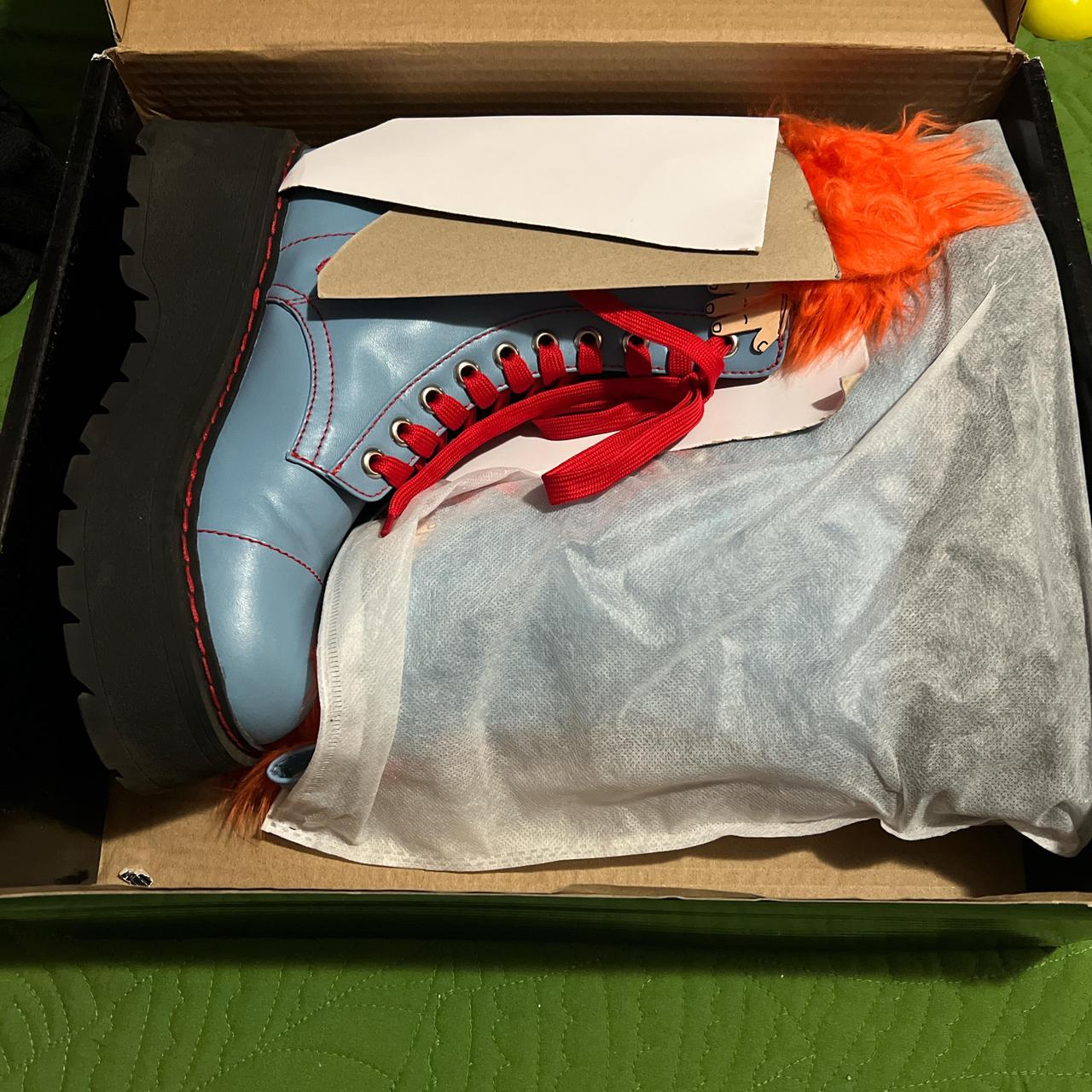 Dollskill blue spooky chucky horror boots Used once... | Depop