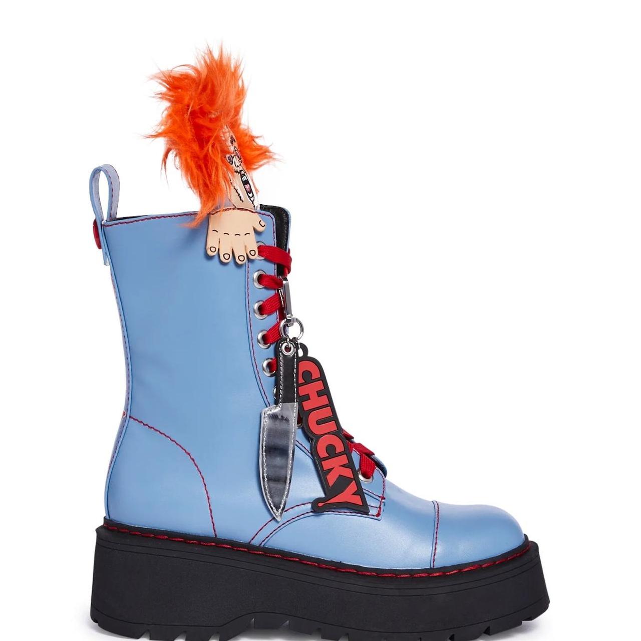 Dollskill blue spooky chucky horror boots Used once... | Depop
