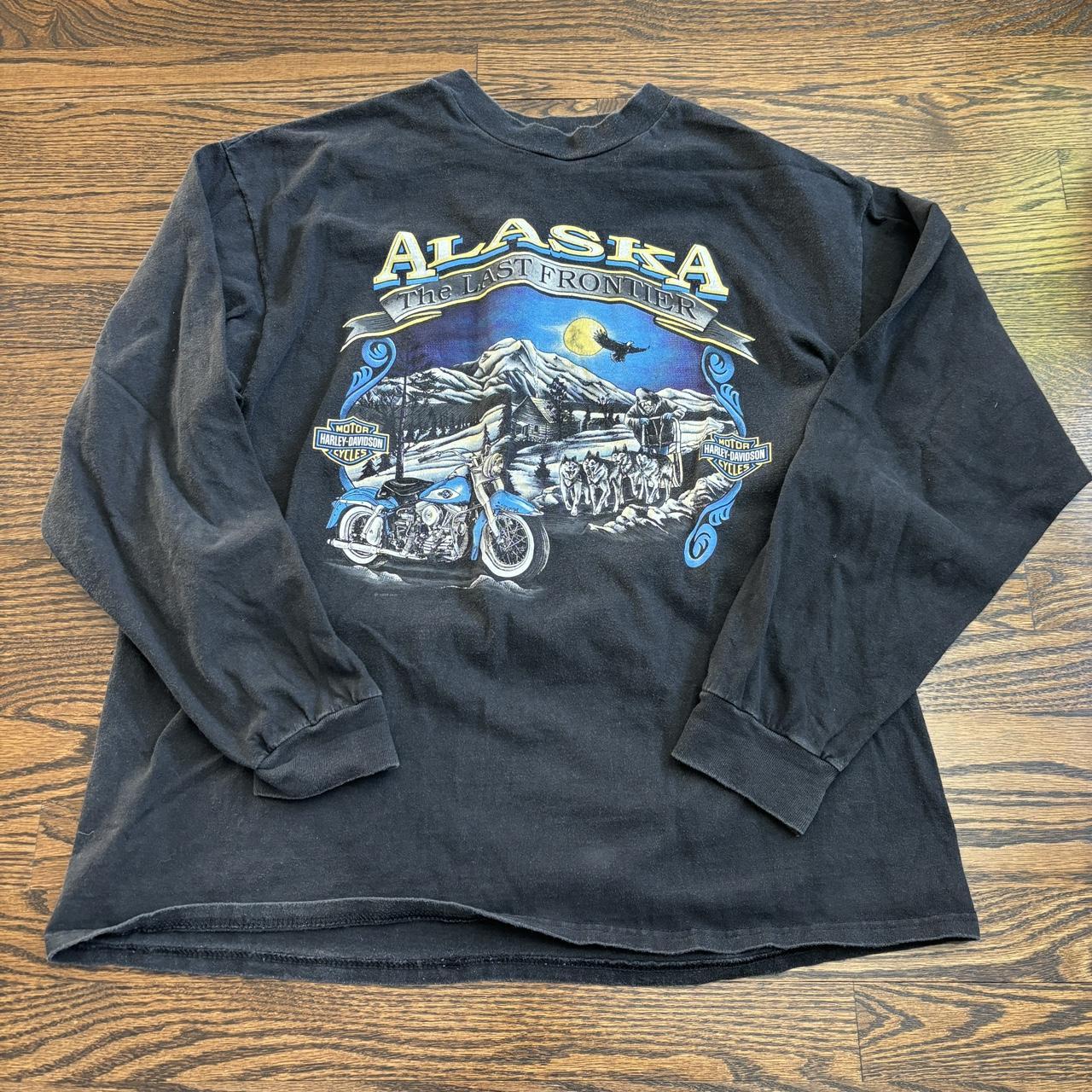 Harley Davidson vintage oversized motorcycle black... - Depop