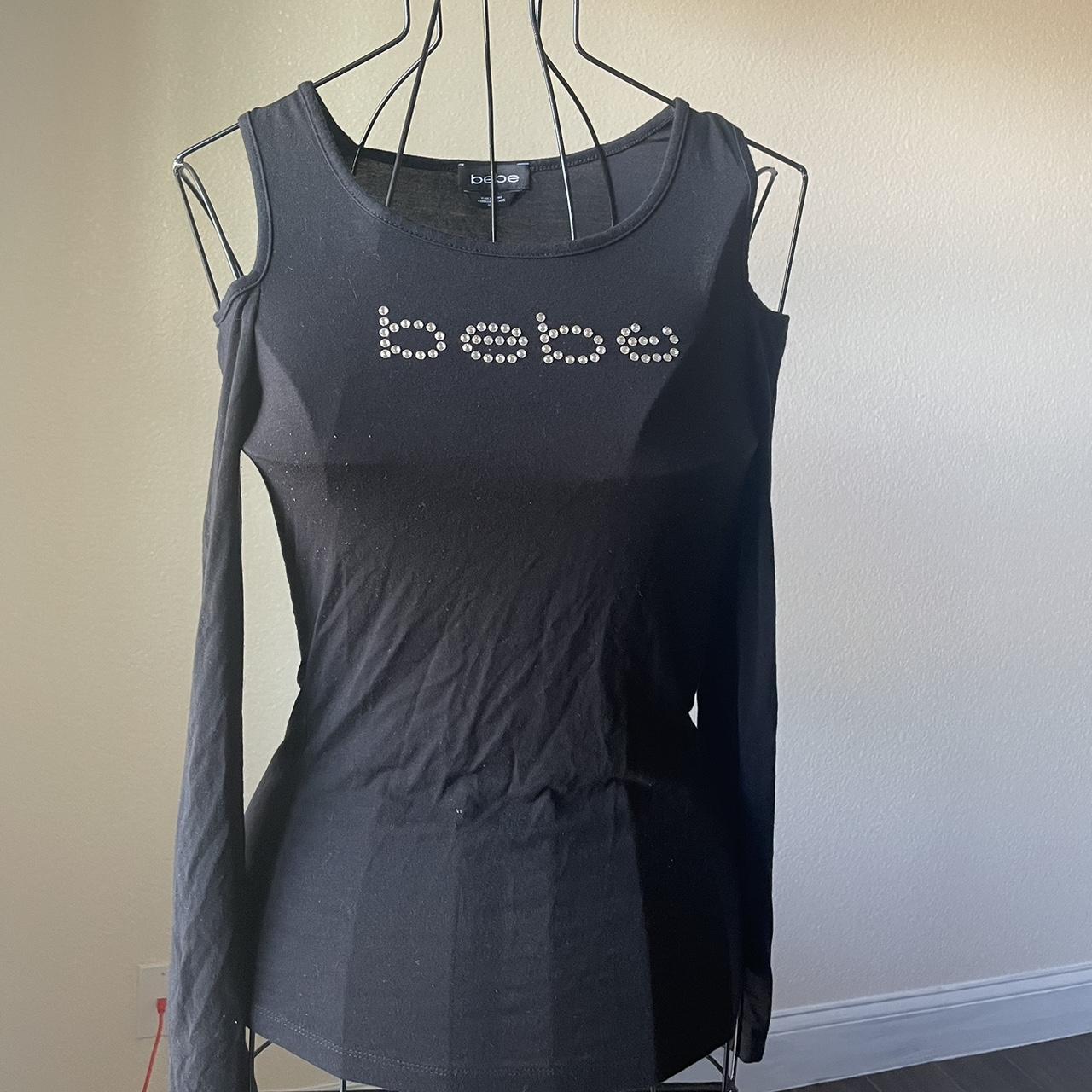2000’s open shoulder long sleeve Bebe Shirt Missing... - Depop