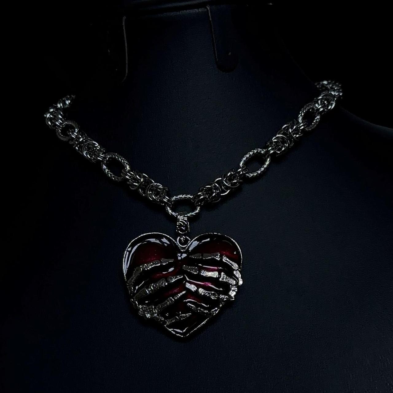 Handmade gothic corpse heart choker necklace Item... - Depop