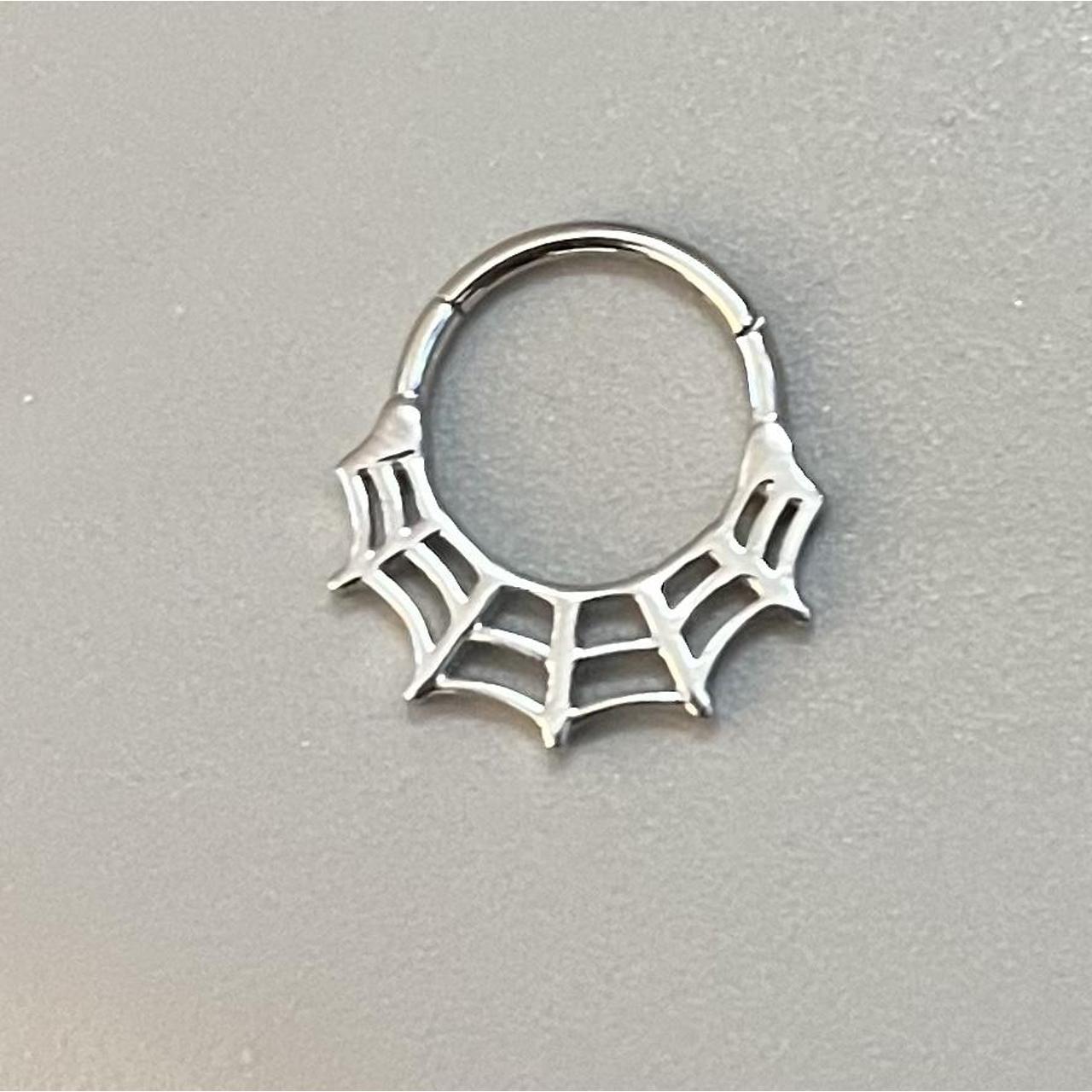 🕸️16g Steel Spiderweb Hinged Clicker Septum from hot... - Depop